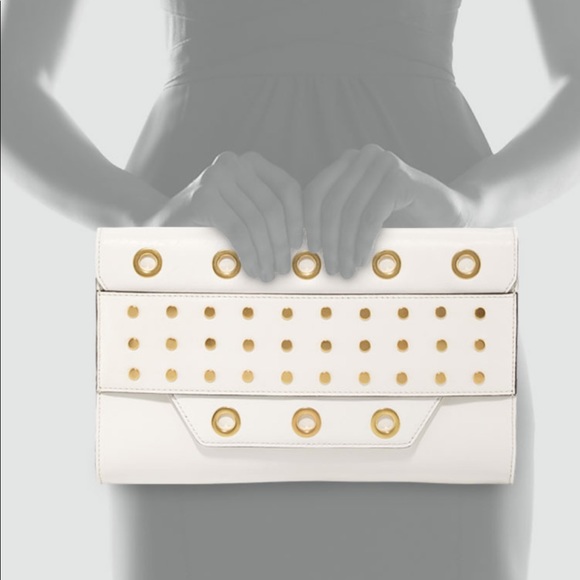 Milly | Bags | Nwt Kent Gold Grommet Flap Leather Clutch Bag | Poshmark